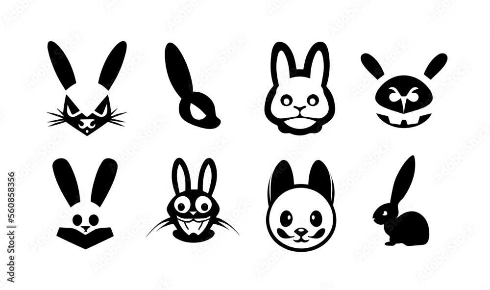 Bunny Vector Set, Bunny Vector Collection, Bunny Head Vectors, Bunny ...