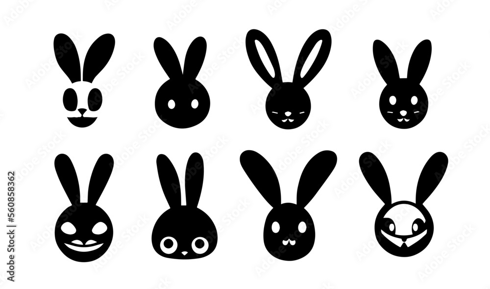 Bunny Vector Set, Bunny Vector Collection, Bunny Head Vectors, Bunny ...