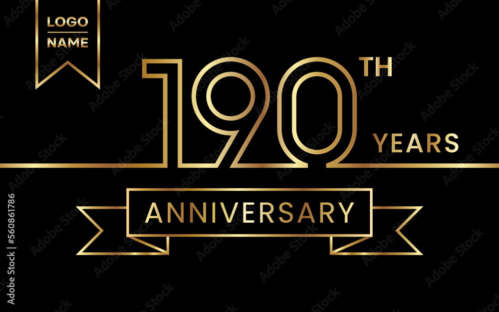 190th Anniversary template design with gold color for celebration event ...