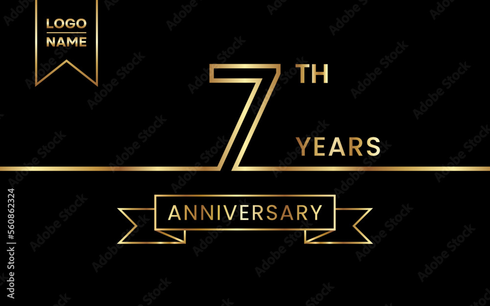 7th Anniversary template design with gold color for celebration event ...