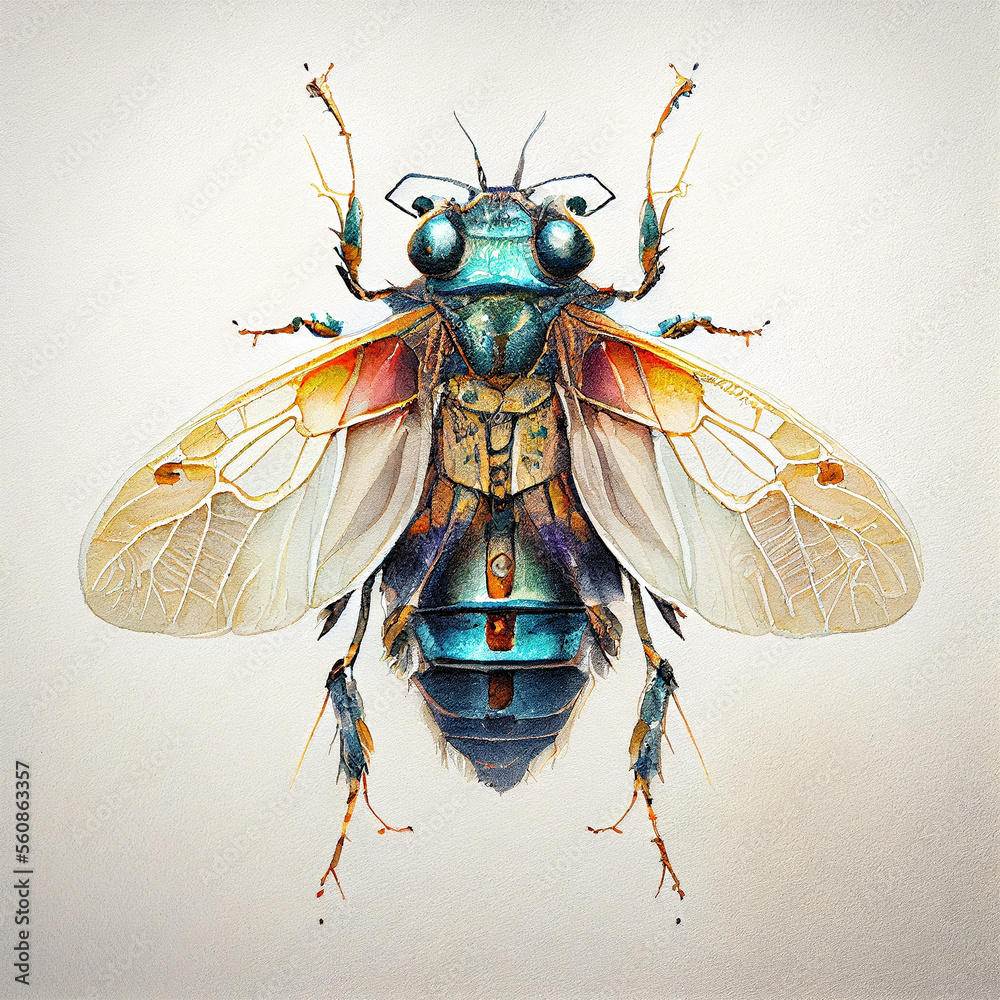 Diptera, watercolor (generative ai content) Stock Illustration | Adobe ...
