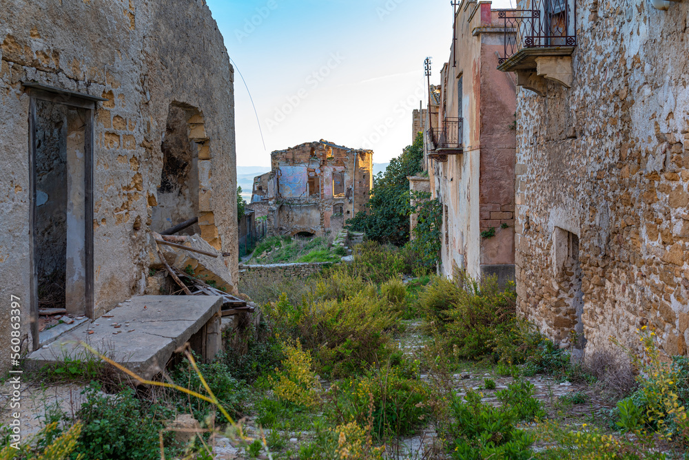 Poggioreale is a ghost town in the west of Sicily. The Belice Valley ...