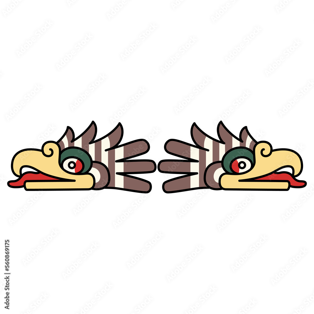 Symmetrical animal design with two heads of fantastic bird of prey from ...