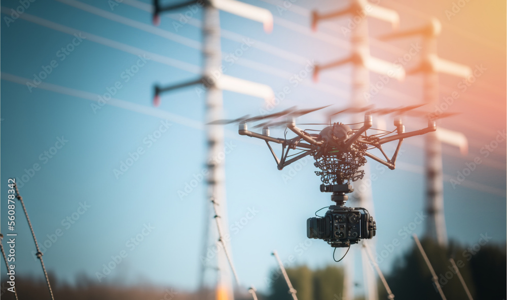 Drone control high voltage electrical lines, camera thermal analysis of ...