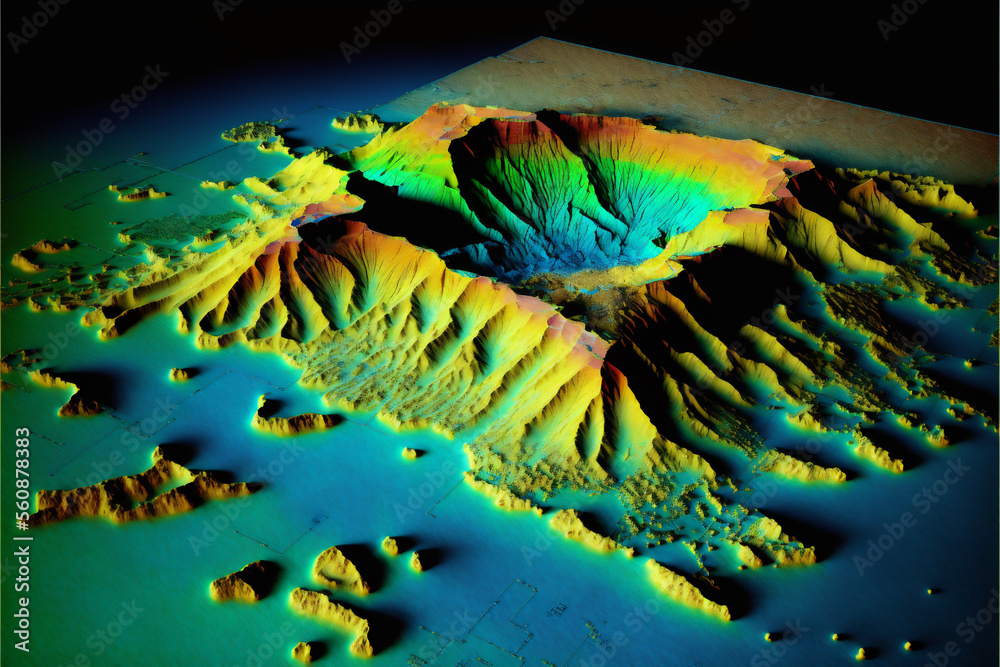 GIS lidar map 3D, Model land surface product made after processing ...