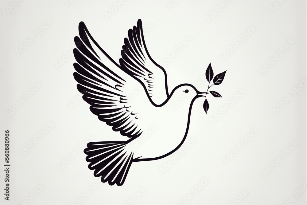 An illustration cartoon of a flying bird as a symbol of peace ...