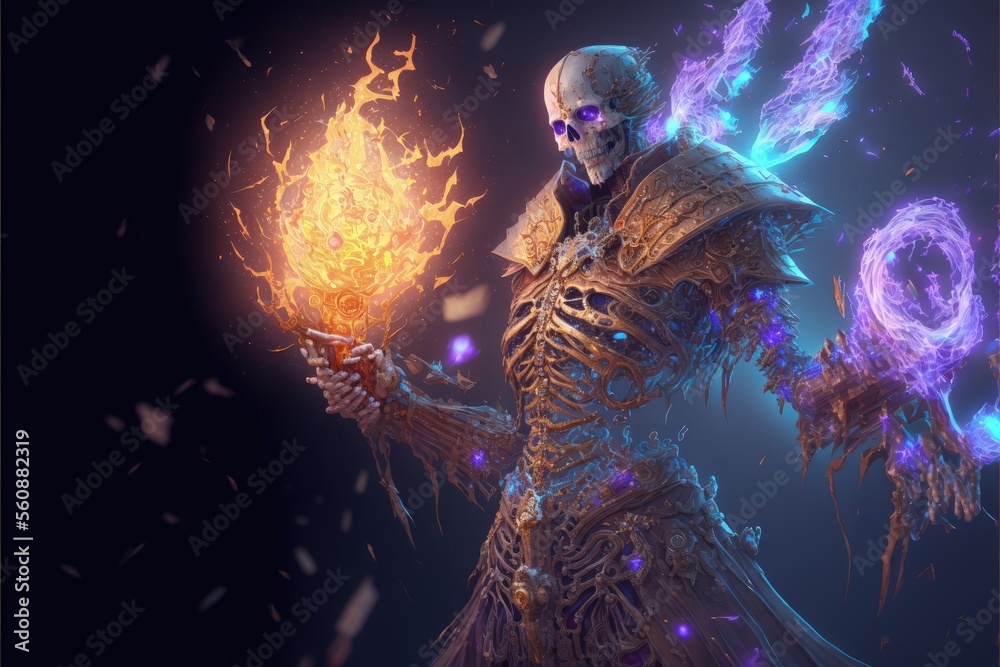Fantasy skeleton generative ai fantasy Background with cinematic ...