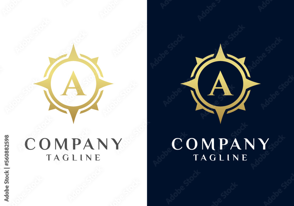 Letter A compass logo design vector image Stock Vector | Adobe Stock