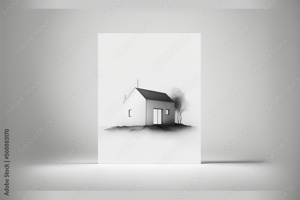 minimalist black and white generative ai sketch Stock Illustration ...