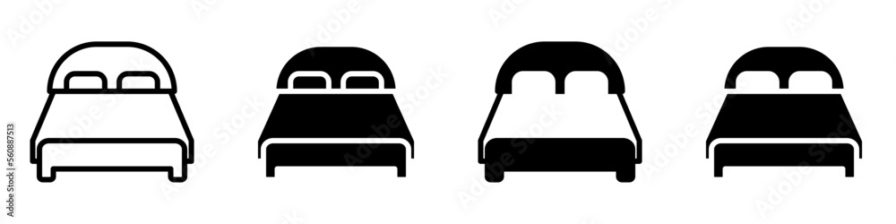 Conjunto de iconos de cama. Mueble de dormitorio. Concepto de descansar ...