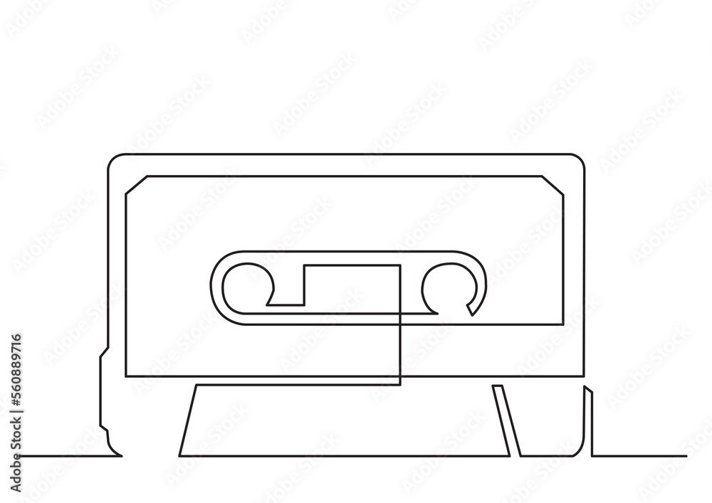 continuous line drawing audio cassette - PNG image with transparent ...