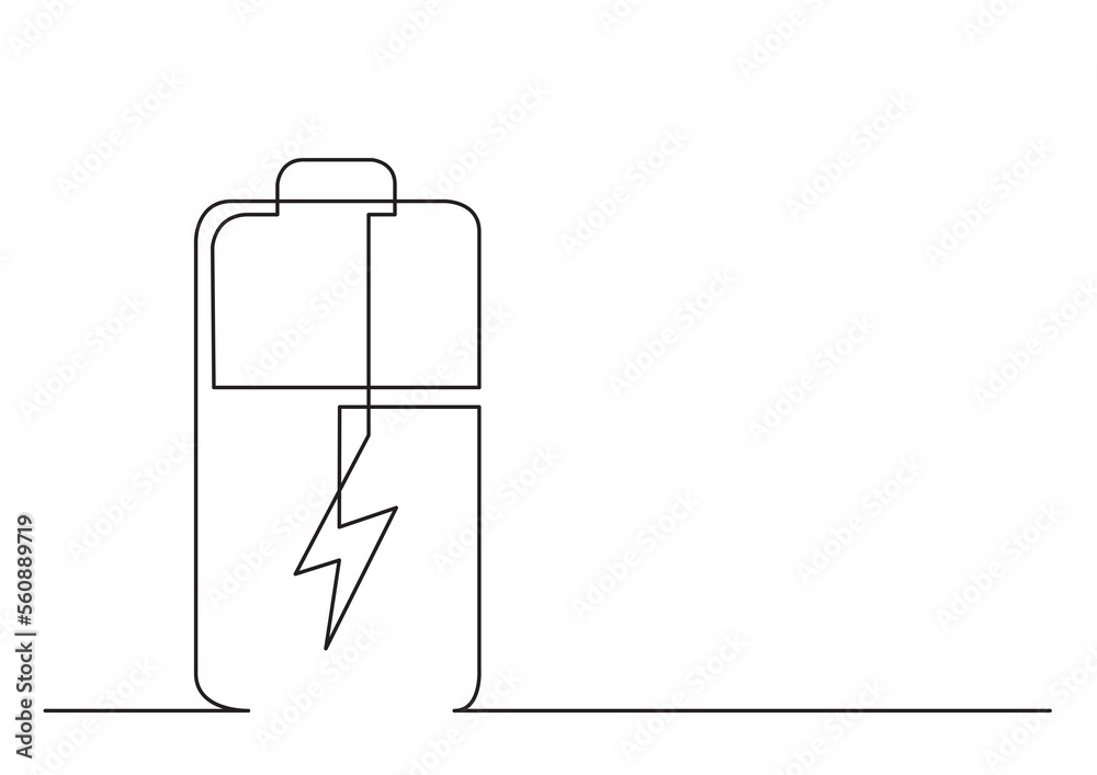 continuous line drawing battery - PNG image with transparent background ...