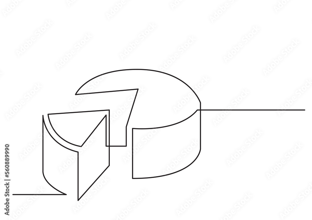 continuous line drawing pie chart - PNG image with transparent ...