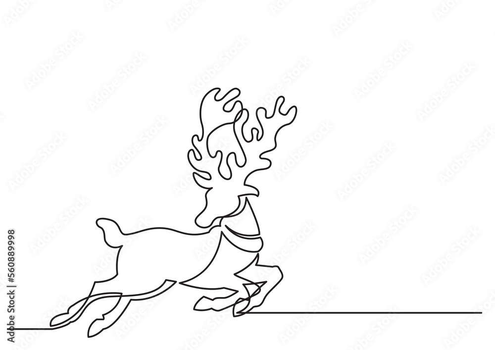 continuous line drawing rudolph the rednosed reindeer - PNG image with ...