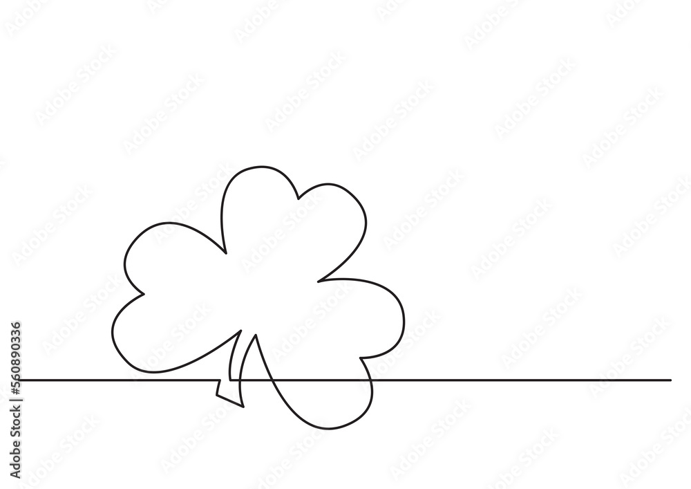 one line isolated vector object four leaf clover - PNG image with ...