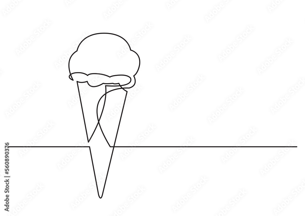 one line isolated vector object ice cream cone - PNG image with ...