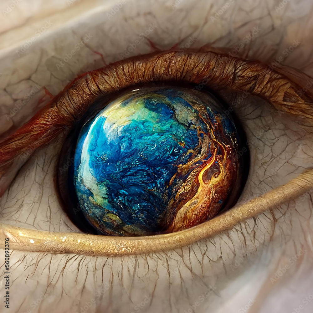 Ai generated eyeball with the Earth as an iris. Created using ai ...