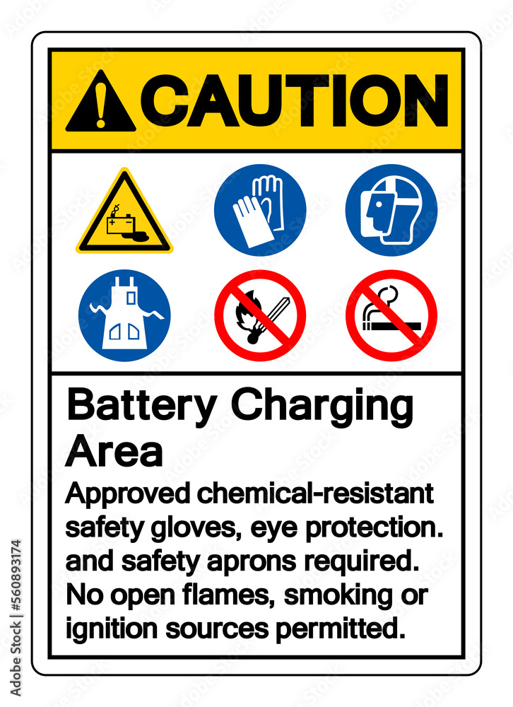 Caution Battery Charging Area Symbol Sign, Vector Illustration ...