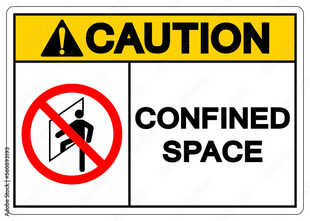 Caution Confined Space Symbol Sign ,Vector Illustration, Isolate On ...