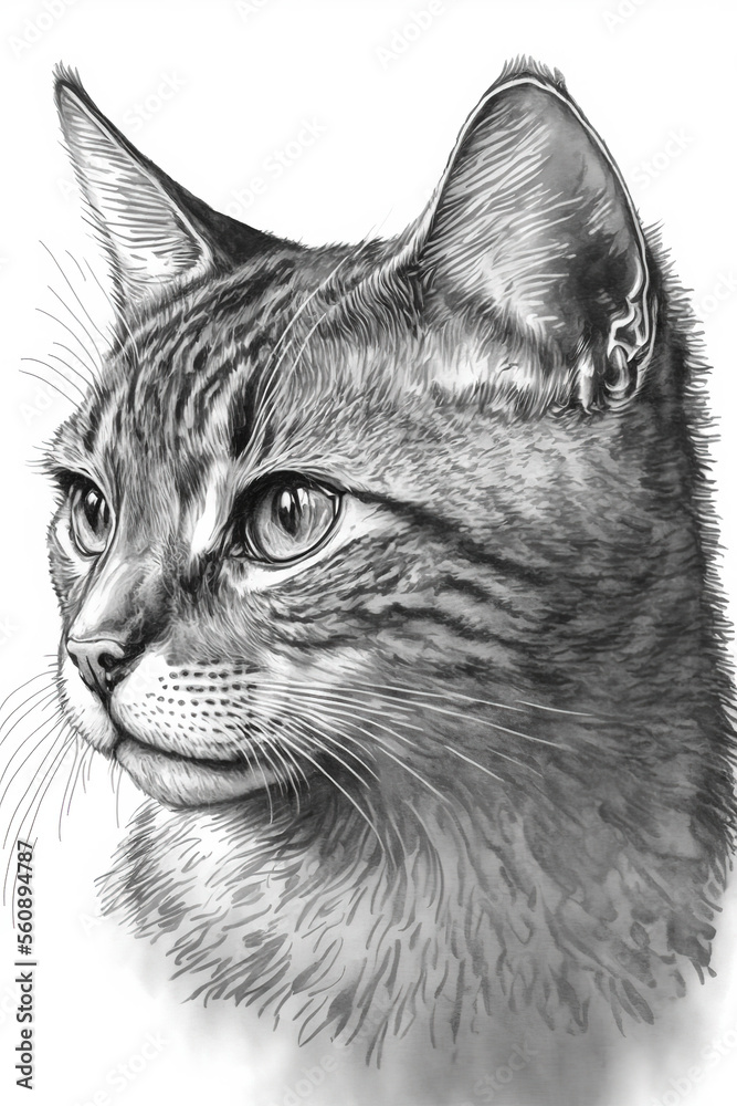 Sketched high resolution cat, AI Stock Illustration | Adobe Stock