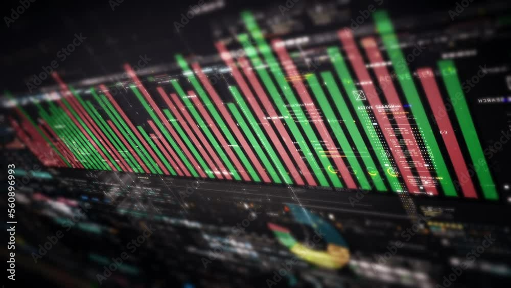 Business stock market, trading, info graphic with animated graphs ...