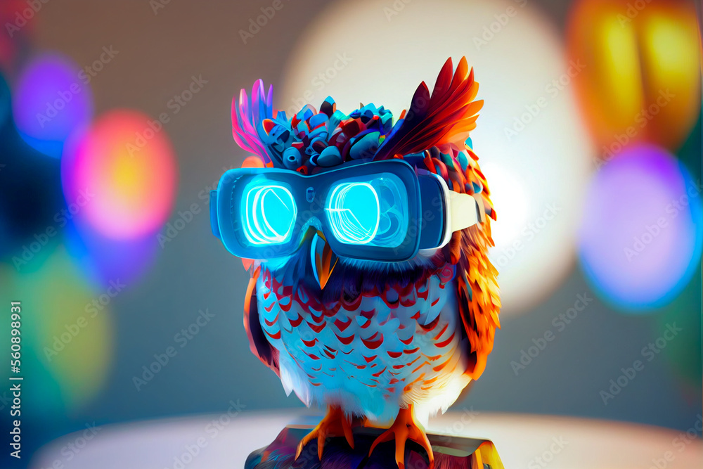 animals VR concept , 3d owl character style nft collection with VR ...