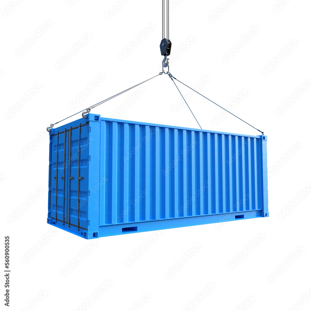 Blue cargo container on transparent background, PNG file Stock ...
