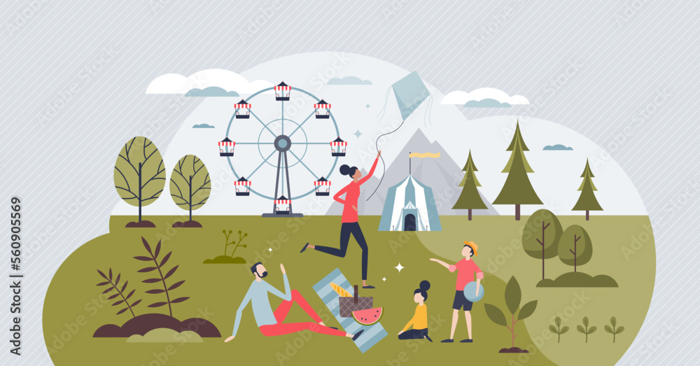 Family weekend entertainment as holidays outside together tiny person ...