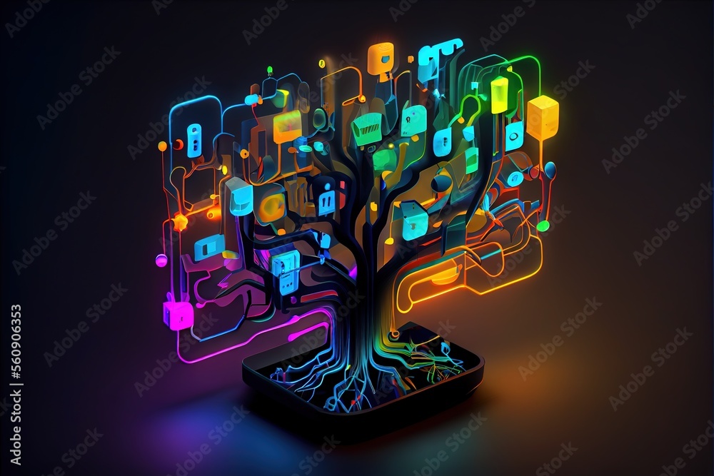 digital colorful flow chart management prozess connected lab created ...