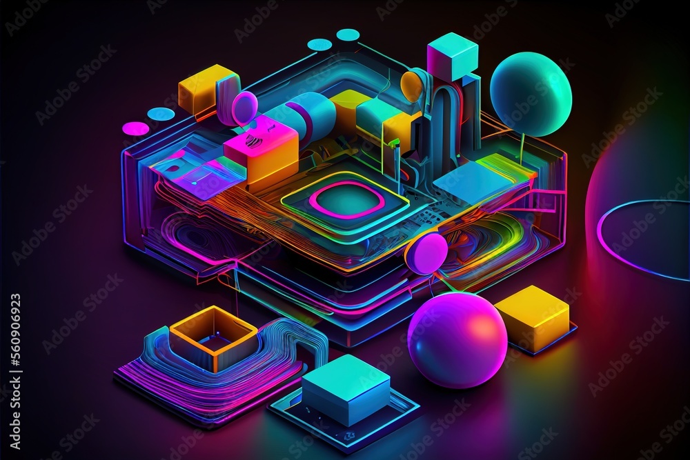 digital colorful flow chart management prozess connected lab created with generative ai ...