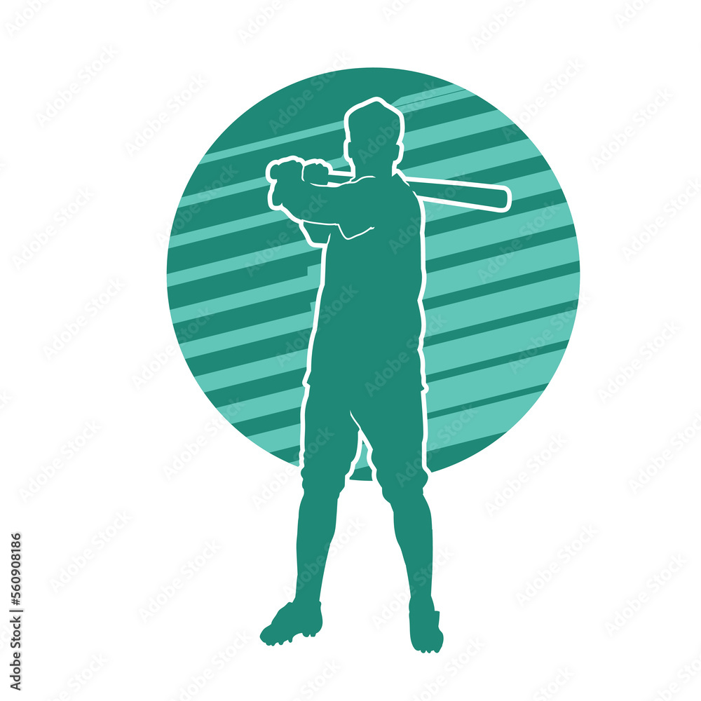 Softball player swing batter vector silhouette. Stock Vector | Adobe Stock