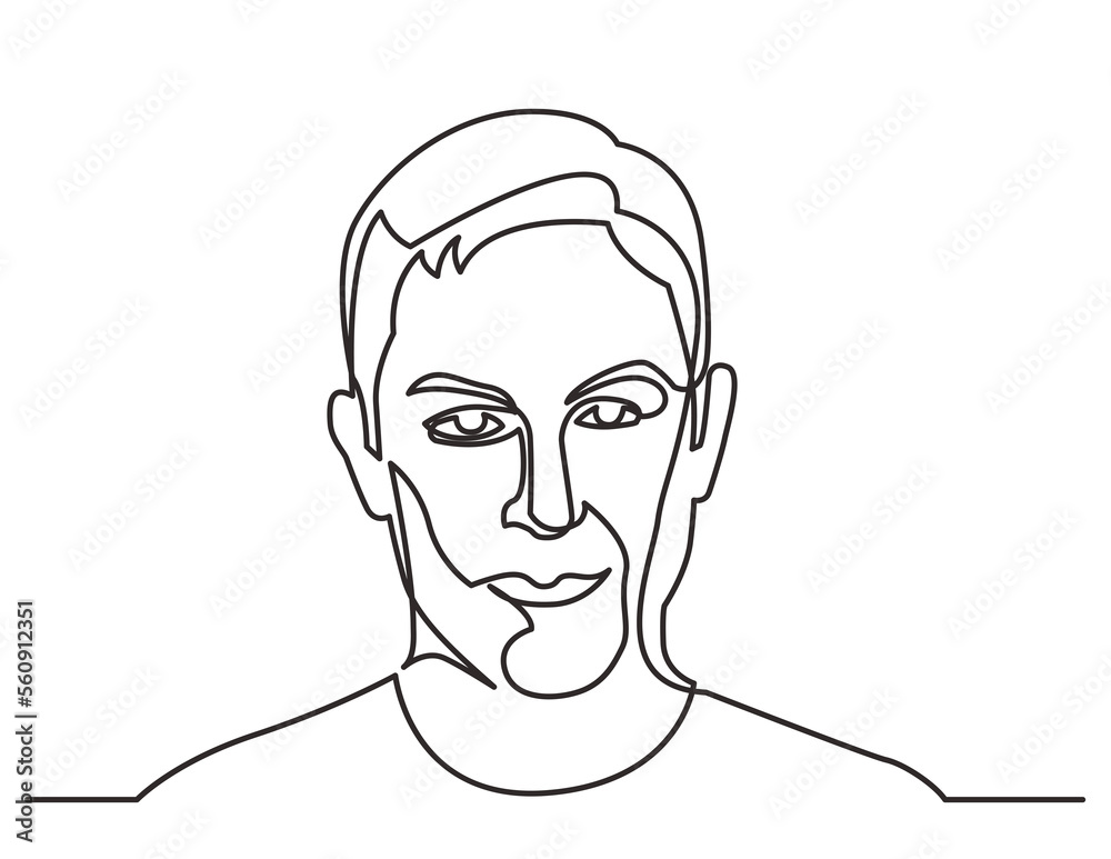 continuous line drawing positive looking man - PNG image with ...