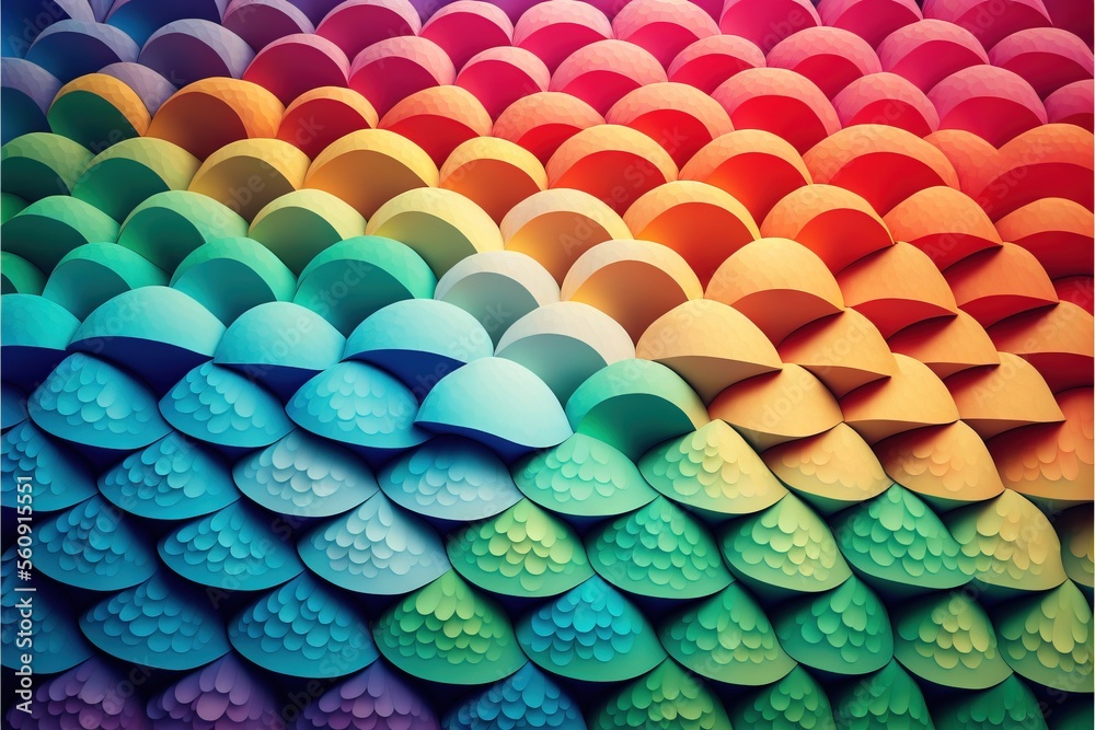 a colorful background with a rainbow fish scale pattern on it's side ...