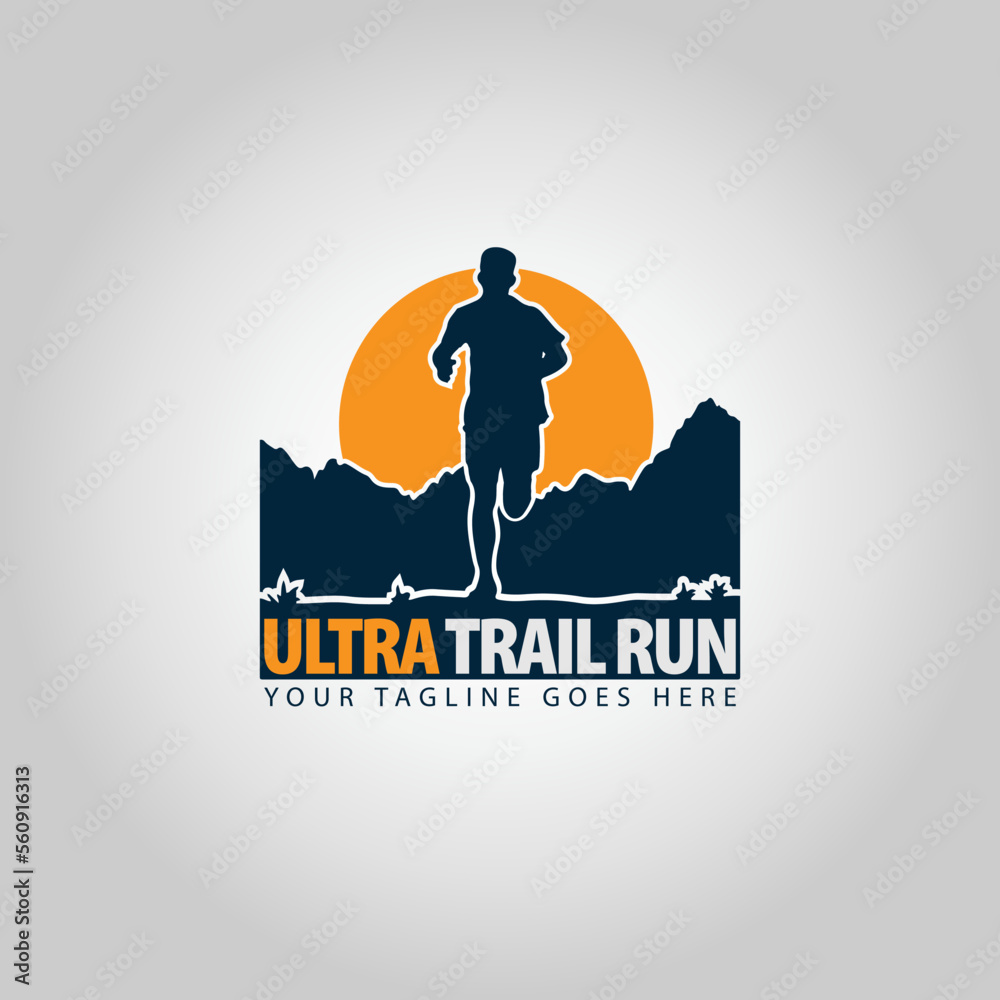 Ultra Trail running logo vector illustration on white background Stock ...