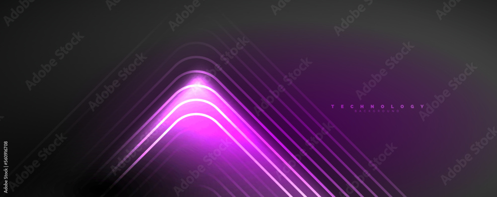 Neon glowing lines and angles, magic energy space light concept. Vector ...