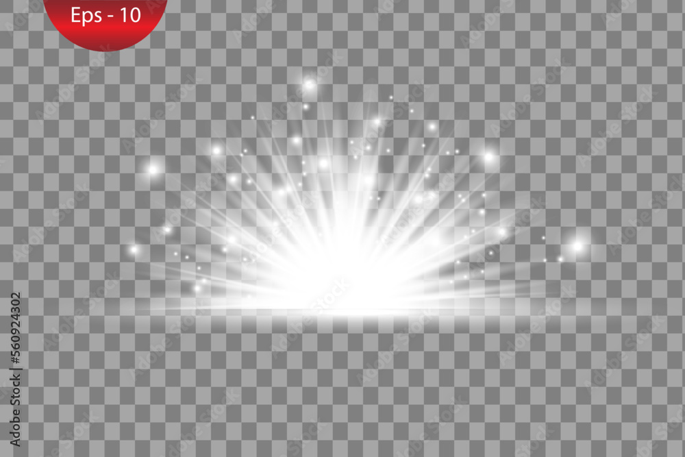 Glowing White Light effect. Vector illustration Stock Vector | Adobe Stock