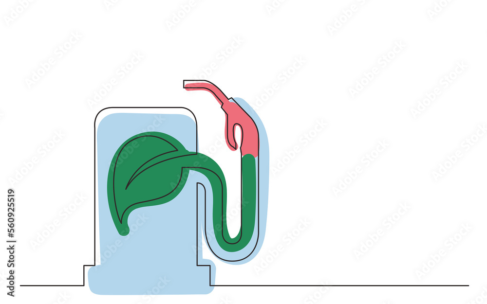 continuous line drawing line green fuel gas pump colored - PNG image ...