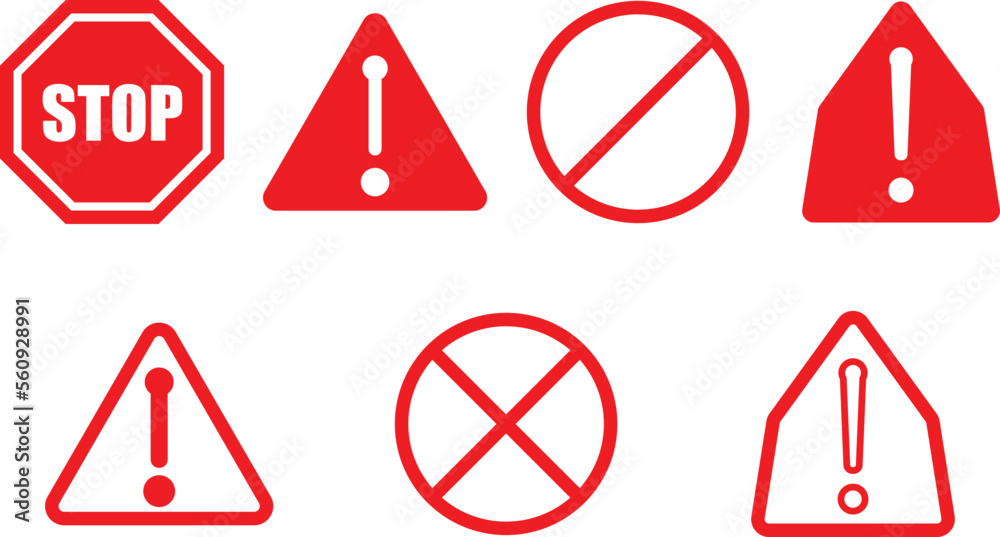 set of warning signs, Caution signs. Symbols of danger and warning ...