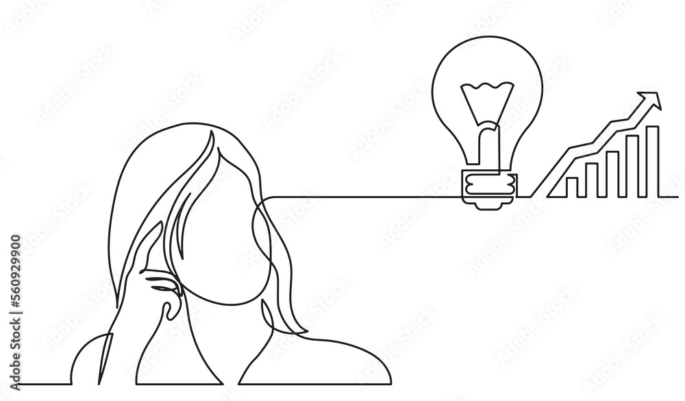 one line drawing of person thinking solving problems finding solutions ...