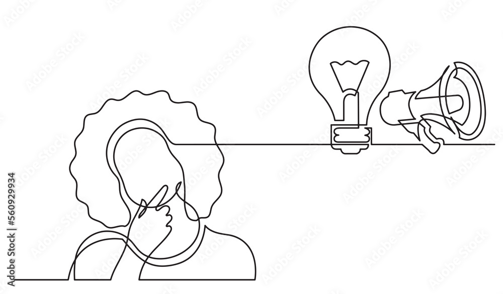 one line drawing of person thinking solving problems finding solutions ...