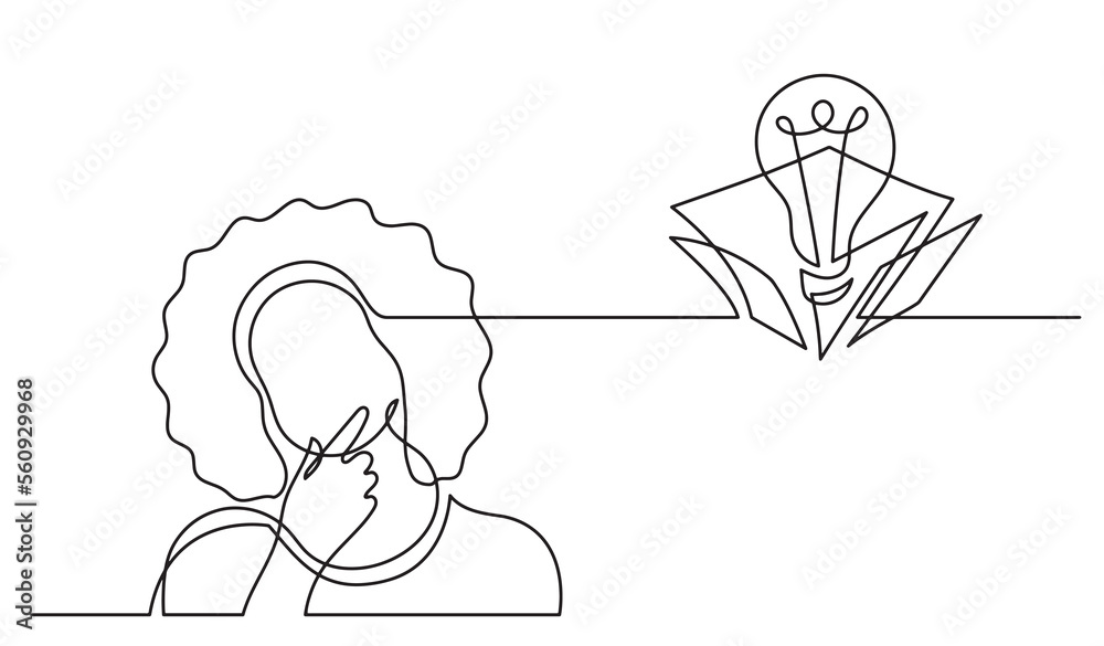 one line drawing of person thinking solving problems finding solutions ...