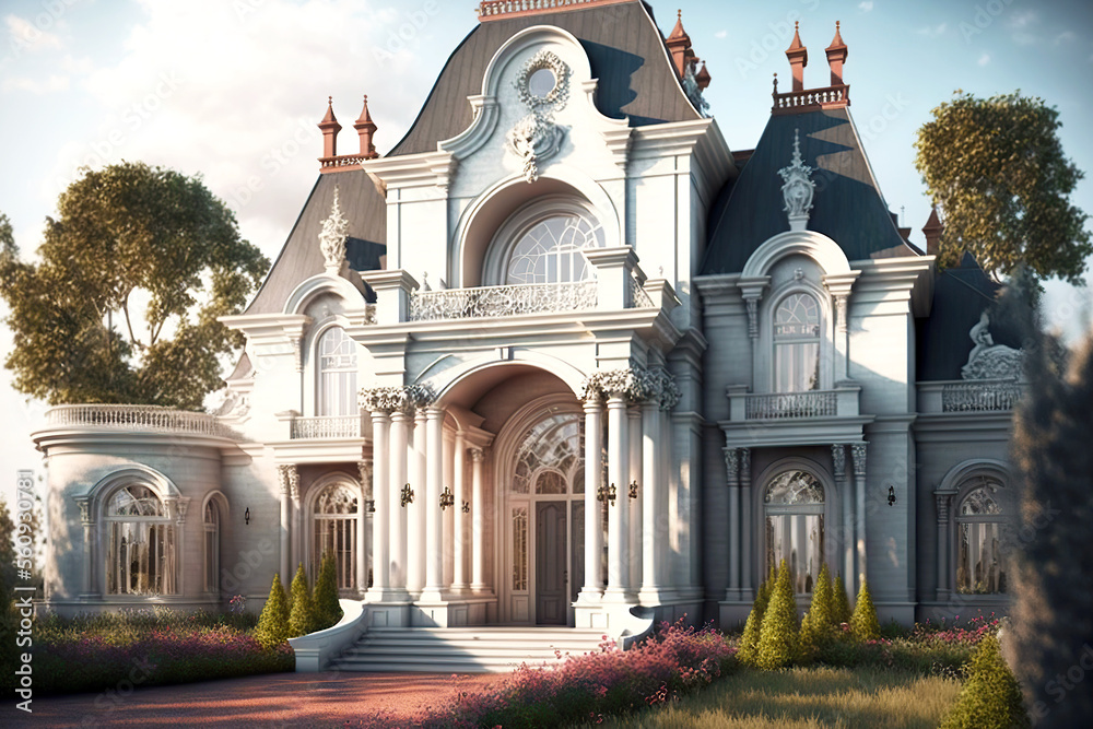 beaful white mansion with arched elements in architecture in classic ...