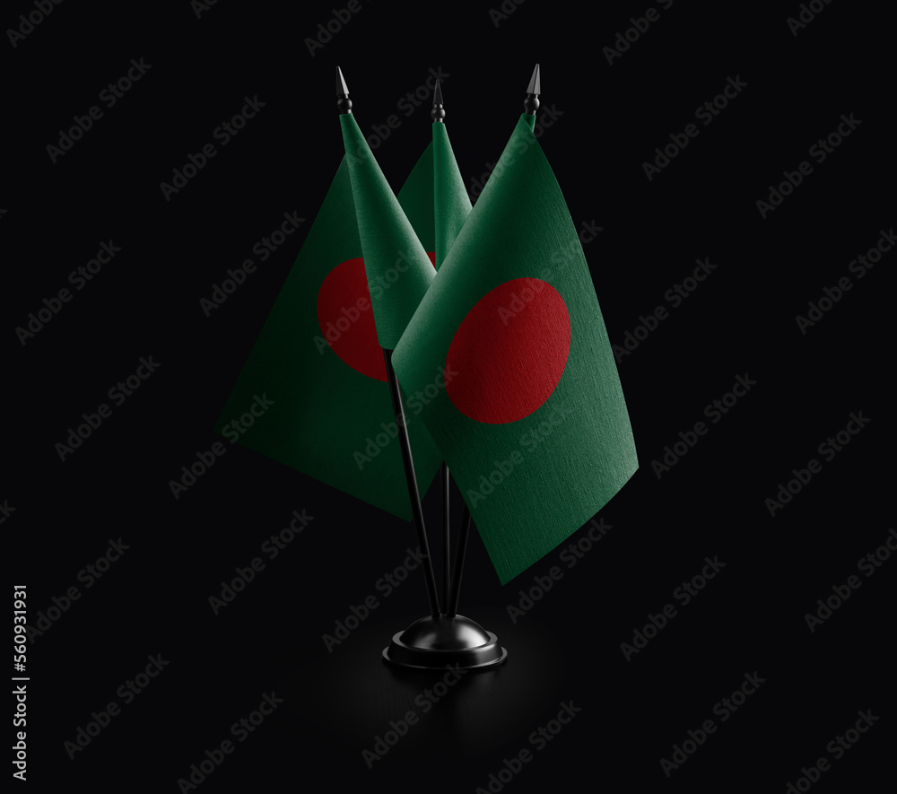 Small national flags of the Bangladesh on a black background Stock ...