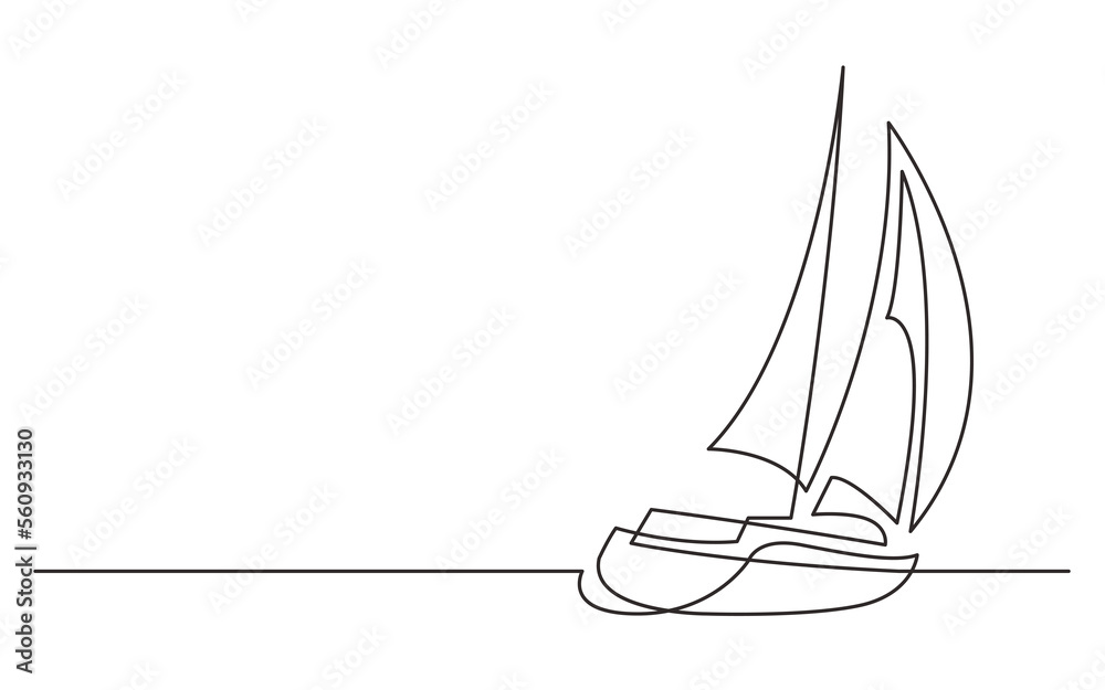 continuous line drawing sailing boat - PNG image with transparent ...