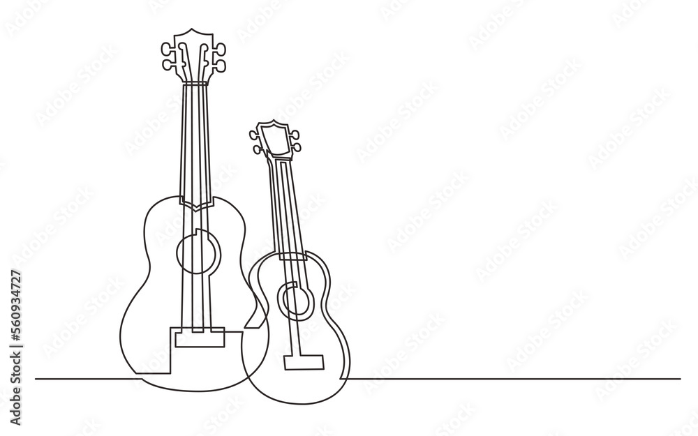 continuous line drawing two ukuleles - PNG image with transparent ...