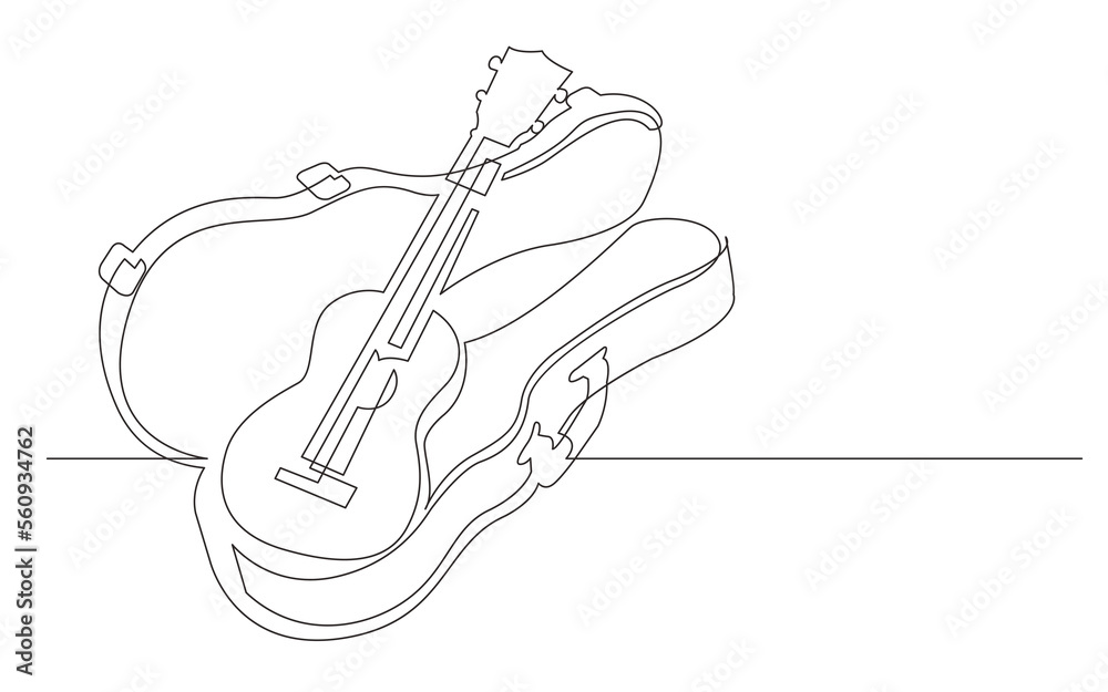 continuous line drawing ukulele in hard case - PNG image with ...