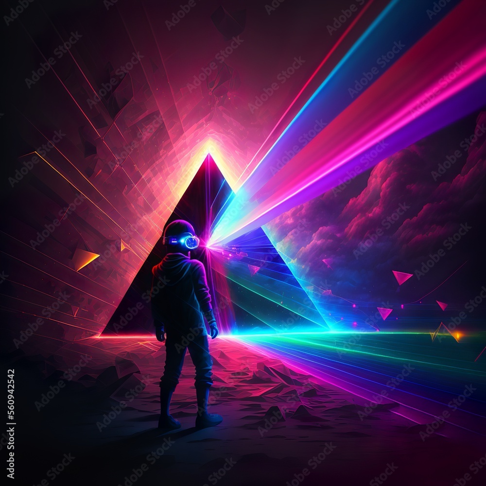 Colorful Holographic Beams Of Laser Light In Different Shapes Red Blue 