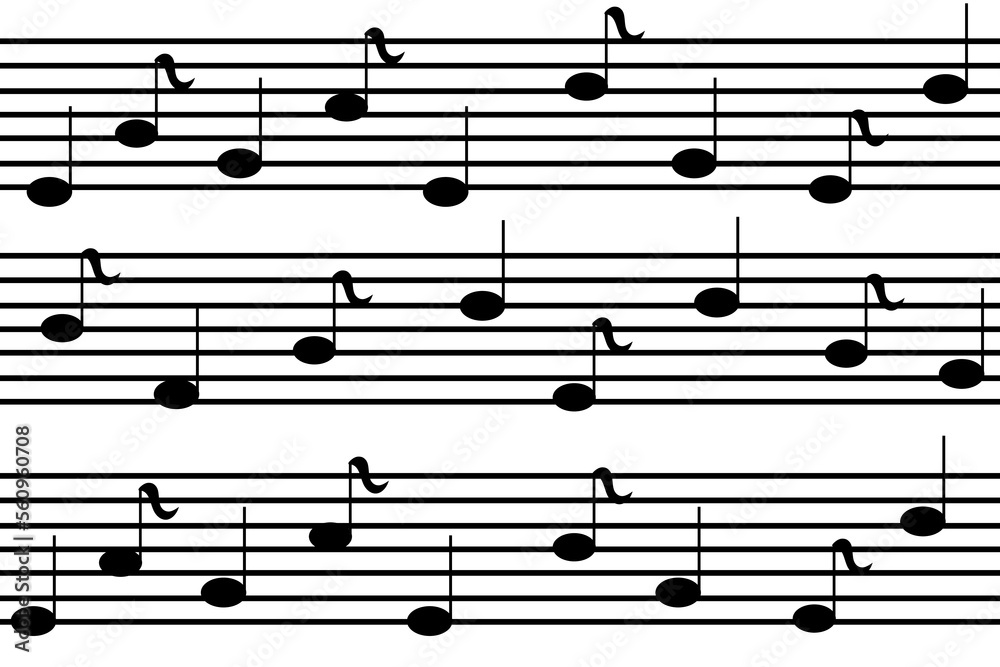 Seamless music notes background. Pattern with sheet music on the line ...