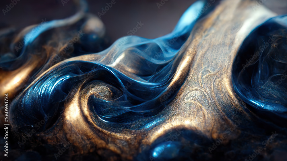 Abstract blue smoke stone wallpaper. Wavy background with smoky golden ...