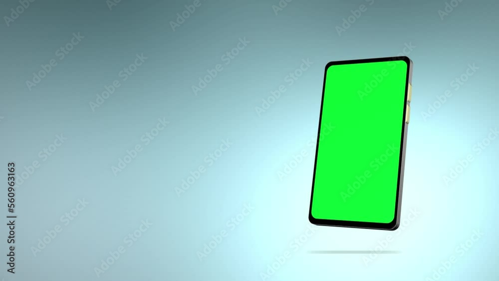 Smartphone with green screen isolated on white background. 4K animation ...